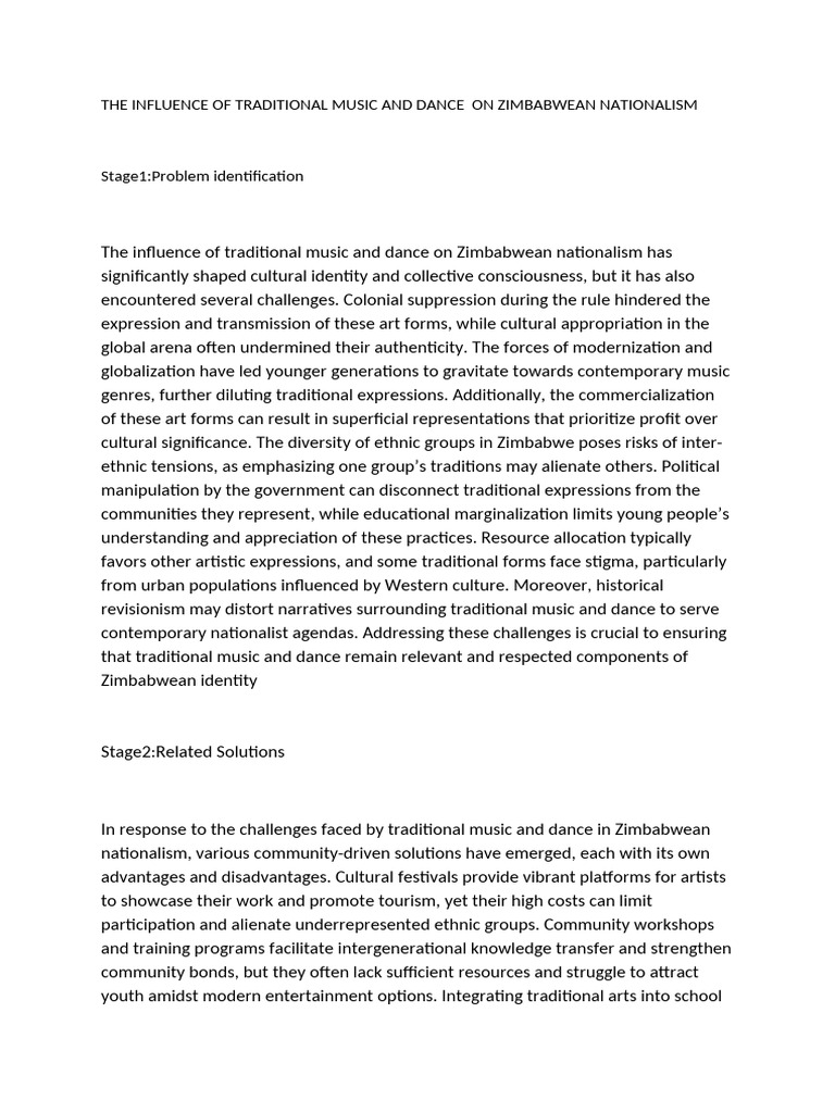 The Influence of Traditional Music and Dance On Zimbabwean Nationalism ...
