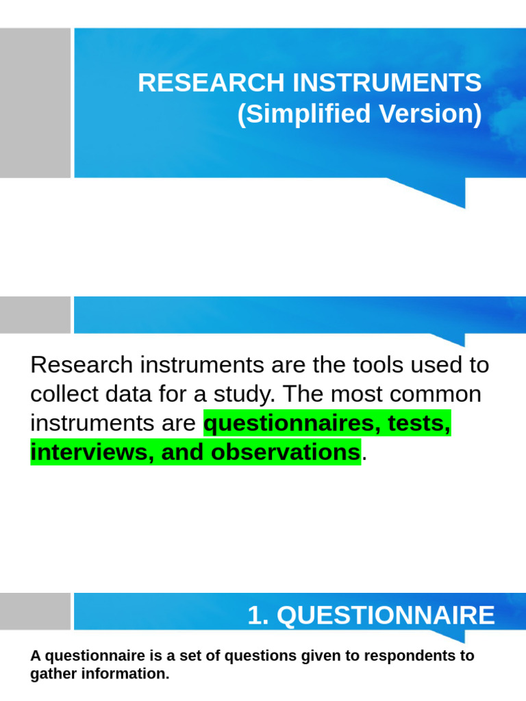 q2 m2 Lesson 10 Research Instruments | PDF | Questionnaire ...
