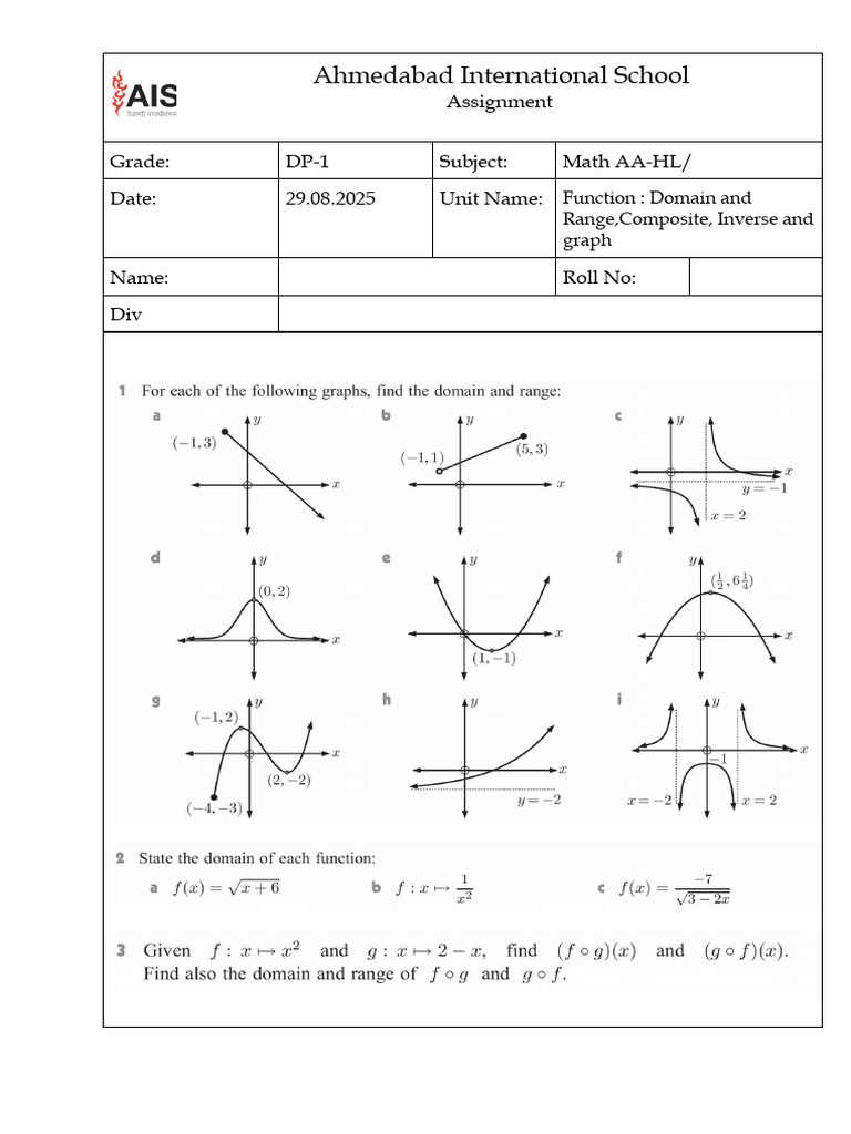 Function - Domain and Range. | PDF
