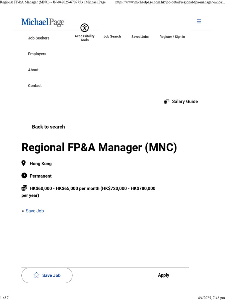 Regional FP&a Manager (MNC) - JN-042025-6707753 - Michael Page | PDF ...