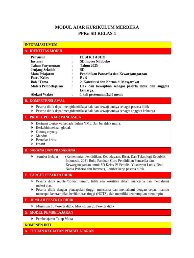Modul Ajar Mahasiswa Praktek | PDF