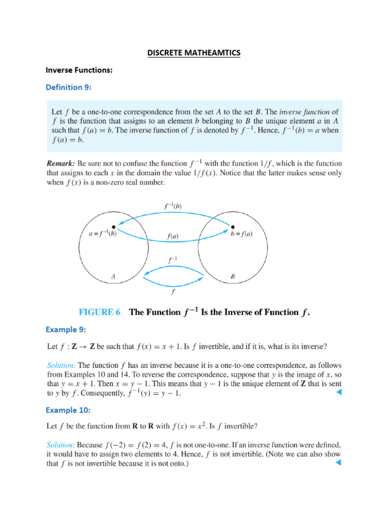 Lecture 18-19 (Inverse Functions, Compositions, Floor and Ceiling ...