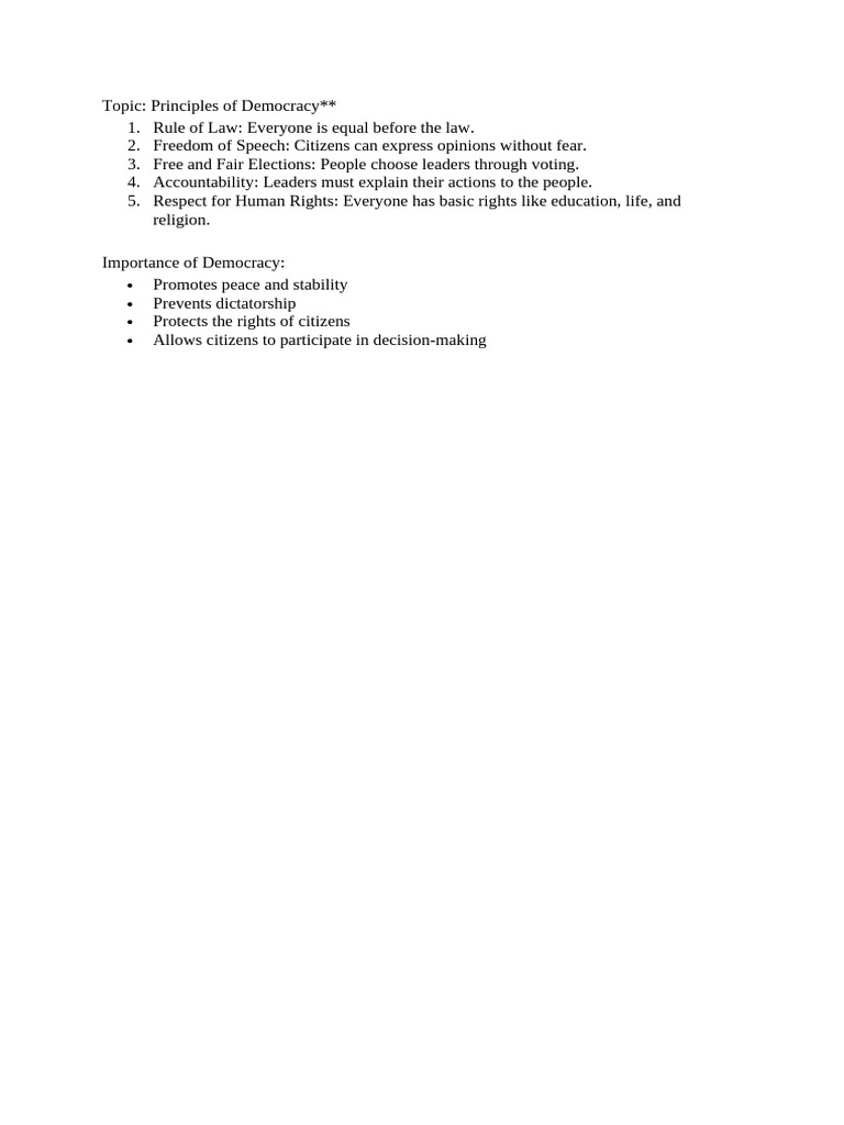 Key Principles of Democracy Explained | PDF