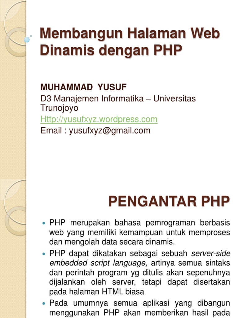Membangun Halaman Web Dinamis Dengan PHP | PDF