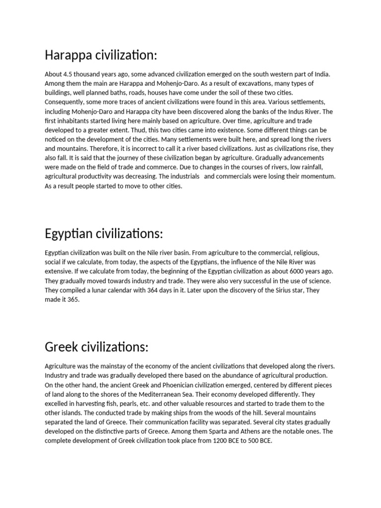 Harappa Civilization | PDF | Civilization | River