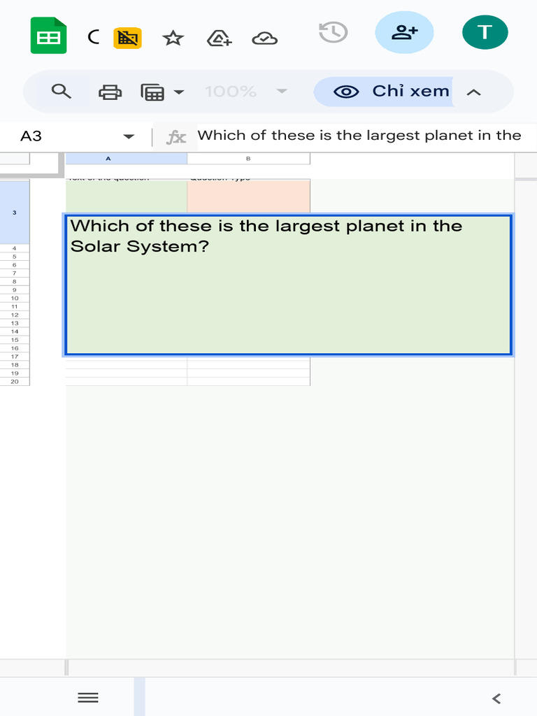 Quizizz Spreadsheet Upload Sample - Google Trang Tính | PDF