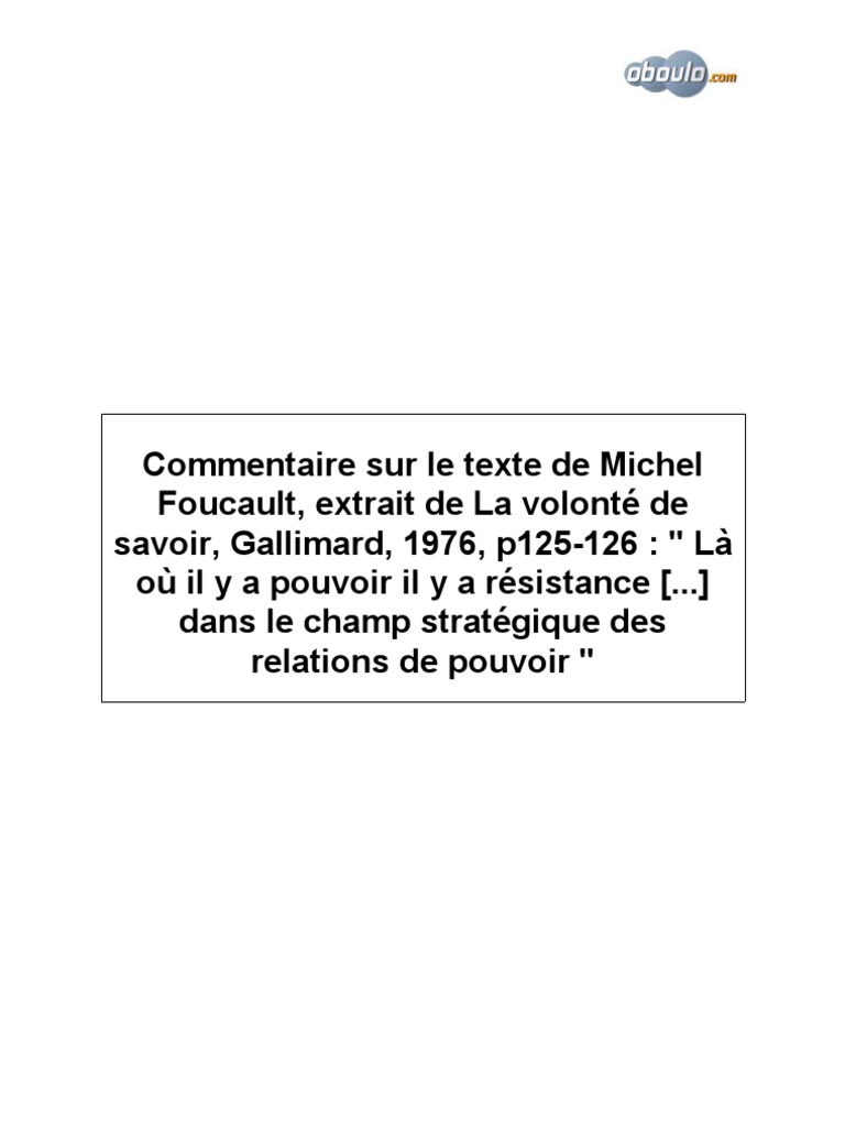 Foucault : Pouvoir et Résistance | PDF | Michel Foucault | Définition