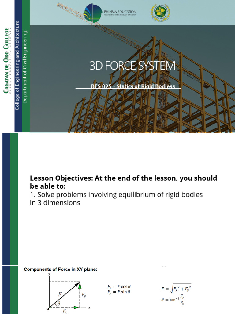 3D Force System in Statics Problems | PDF