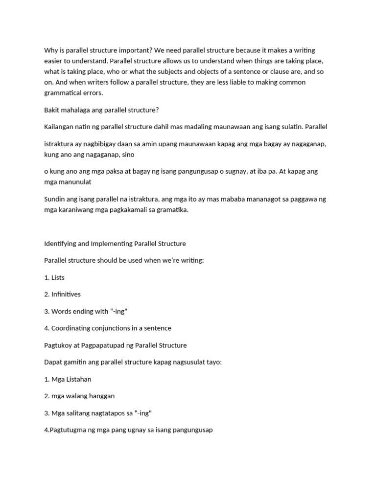 Why is Parallel Structure Important | PDF