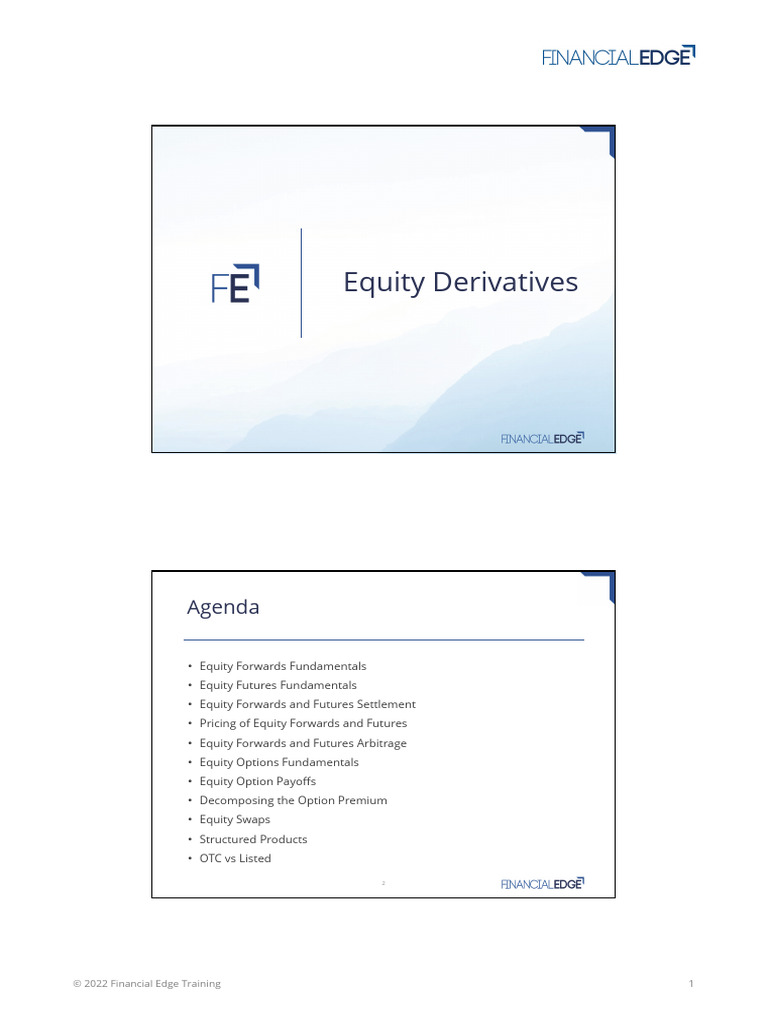 Equity Derivatives: Forwards, Futures, Options | PDF | Futures Contract ...