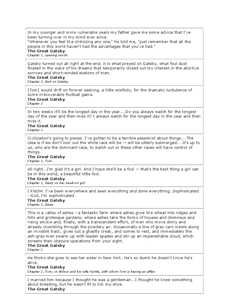 Great Gatsby Quotes | PDF | The Great Gatsby