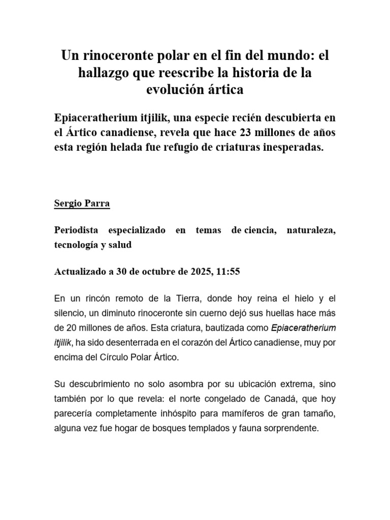 Un Rinoceronte Polar en El Fin Del Mundo | PDF | Ártico | Rinoceronte