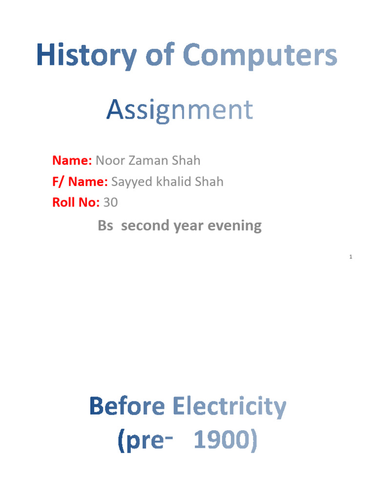 History - of - Computers - Assignment Noor Zaman | PDF | Personal ...