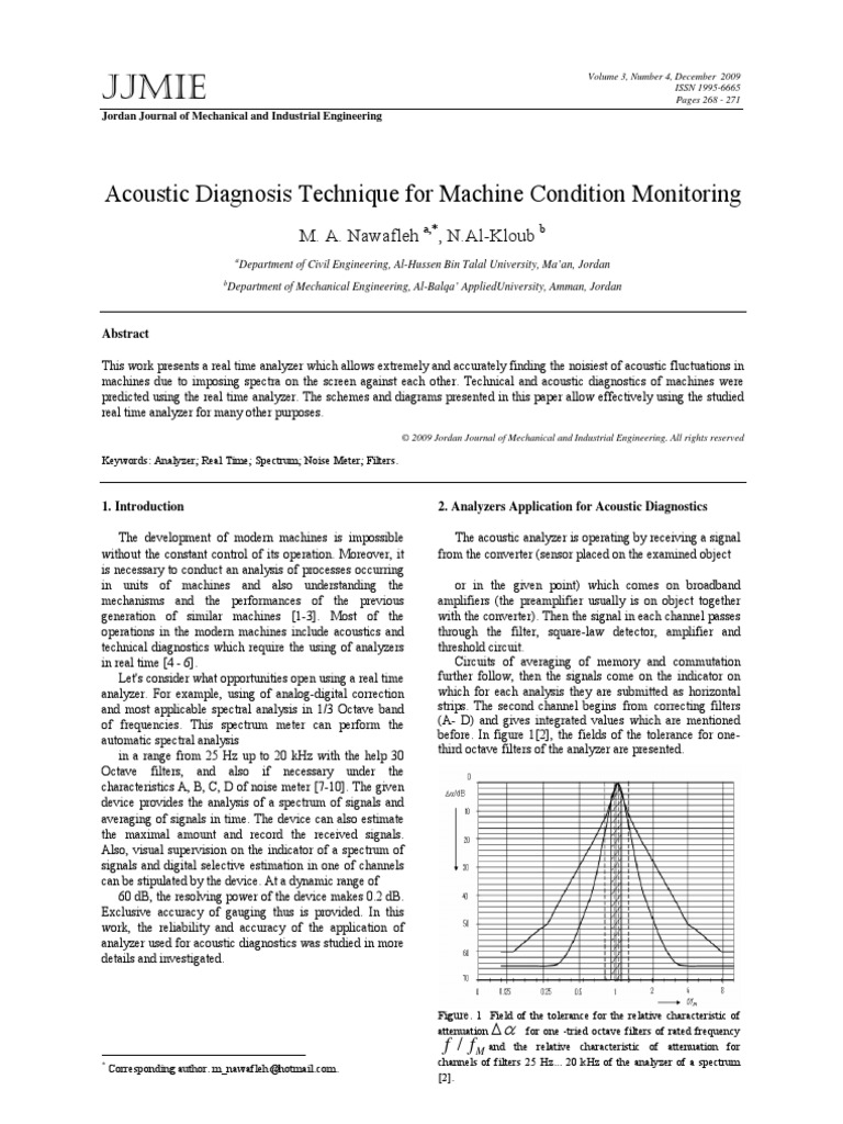 Acoustic Diagnosis Technique For Machine Condition Monitoring | PDF