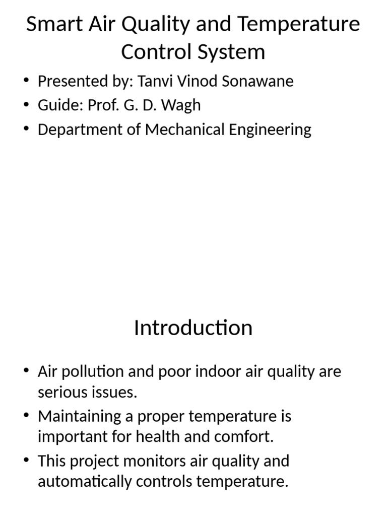 Smart Air Quality and Temperature Control System | PDF