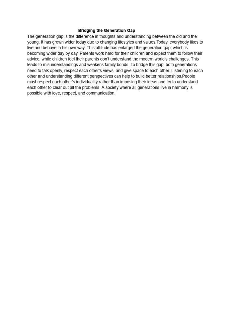 Bridging the Generation Gap: Solutions | PDF