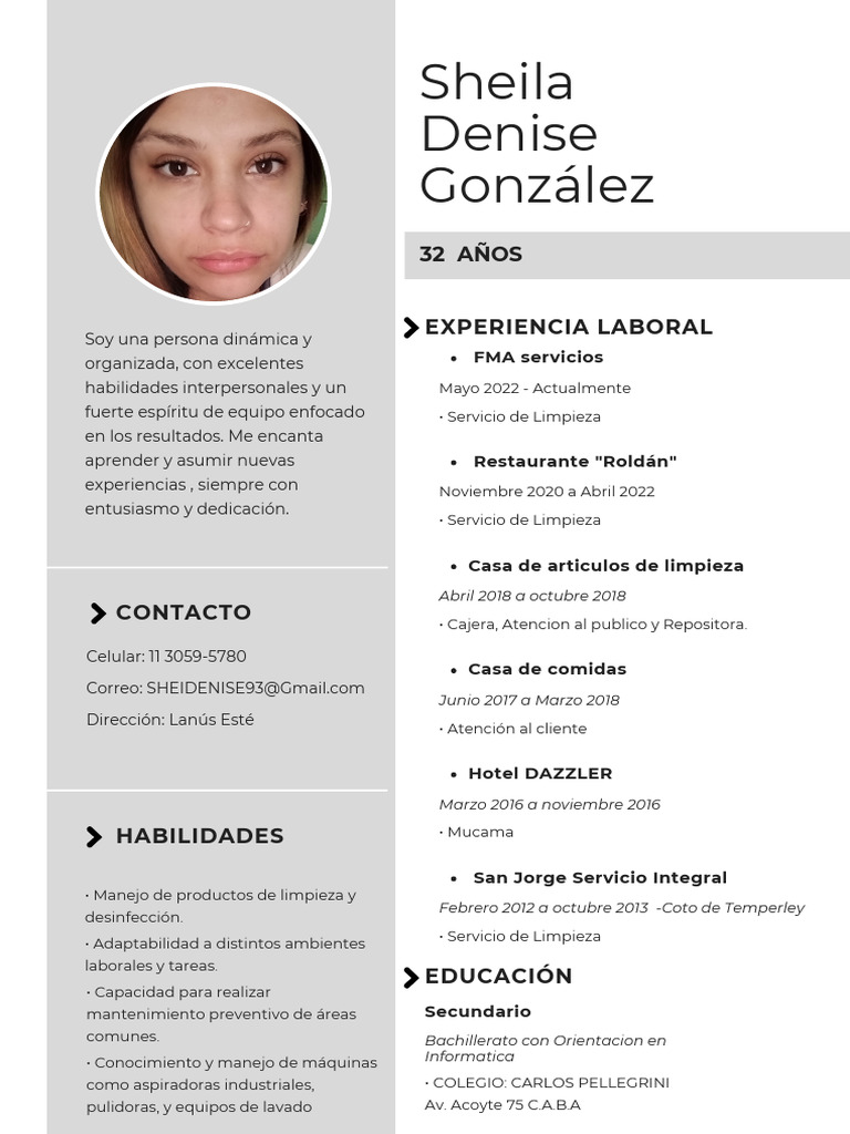 Curriculum Vitae CV Vendedor y Repositor Moderno Gris y Blanco ...