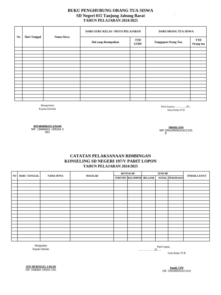 Contoh Admin Kelas | PDF