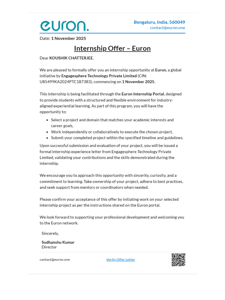 Euron Internship | PDF