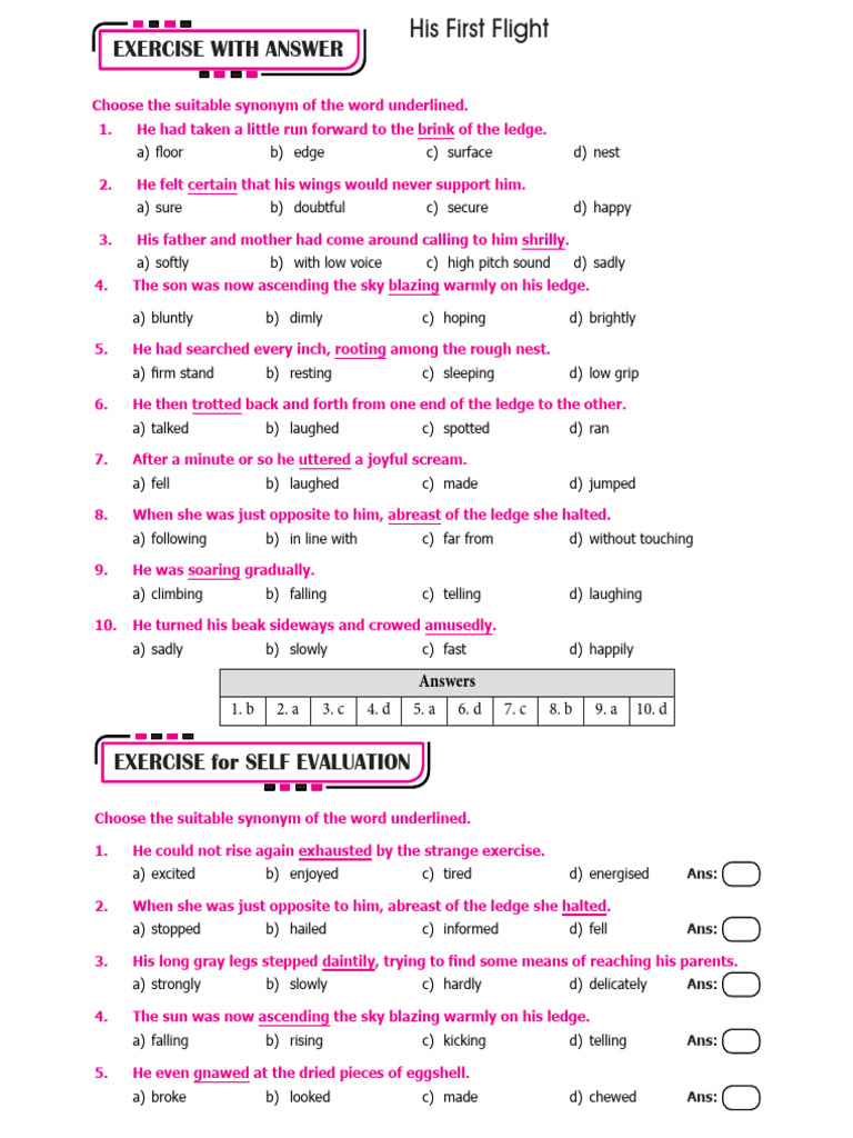 10 STD Eng Full Synonyms and Antonyms | PDF