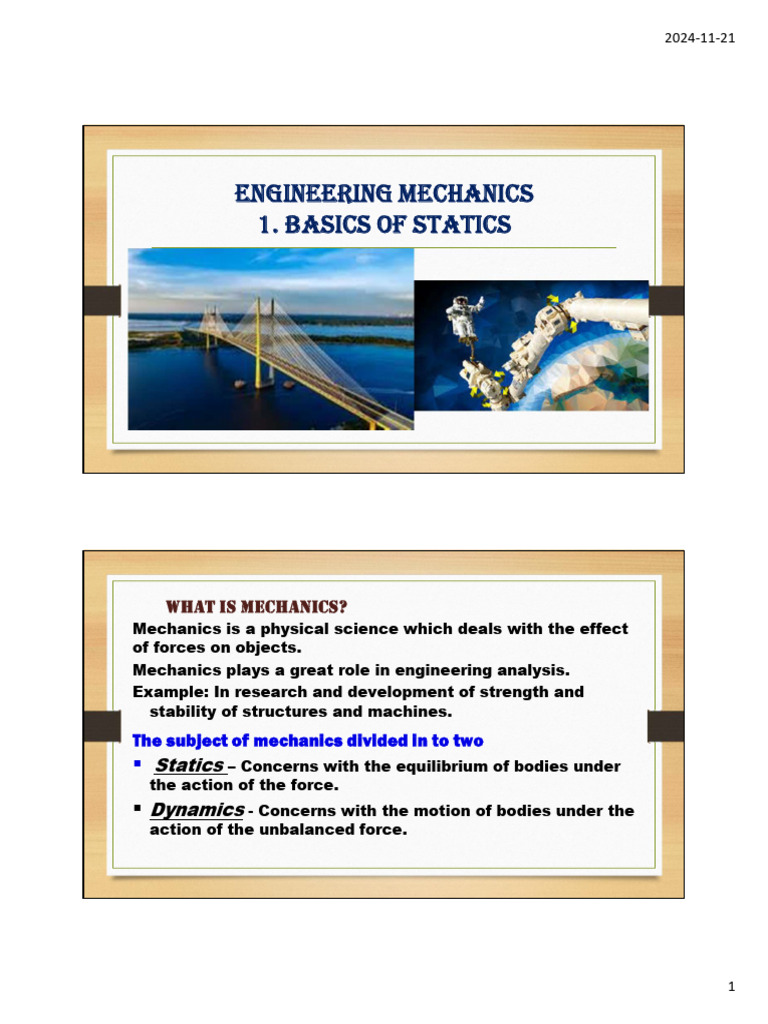 Engineering Mechanics Slide | PDF | Classical Mechanics | Euclidean Vector