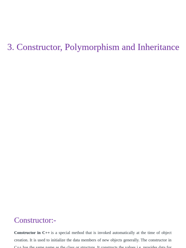 Constructor, Polymorphism & Inheritance | PDF | Programming ...