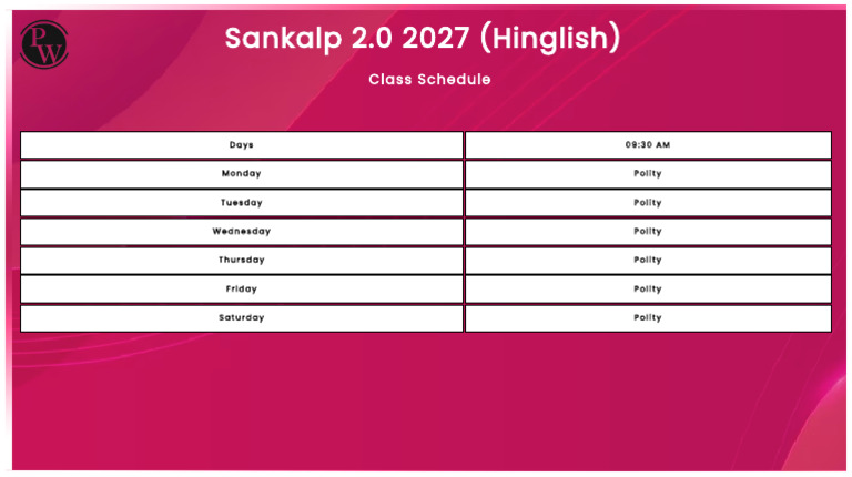 Sankalp 2.0 Polity Class Schedule | PDF