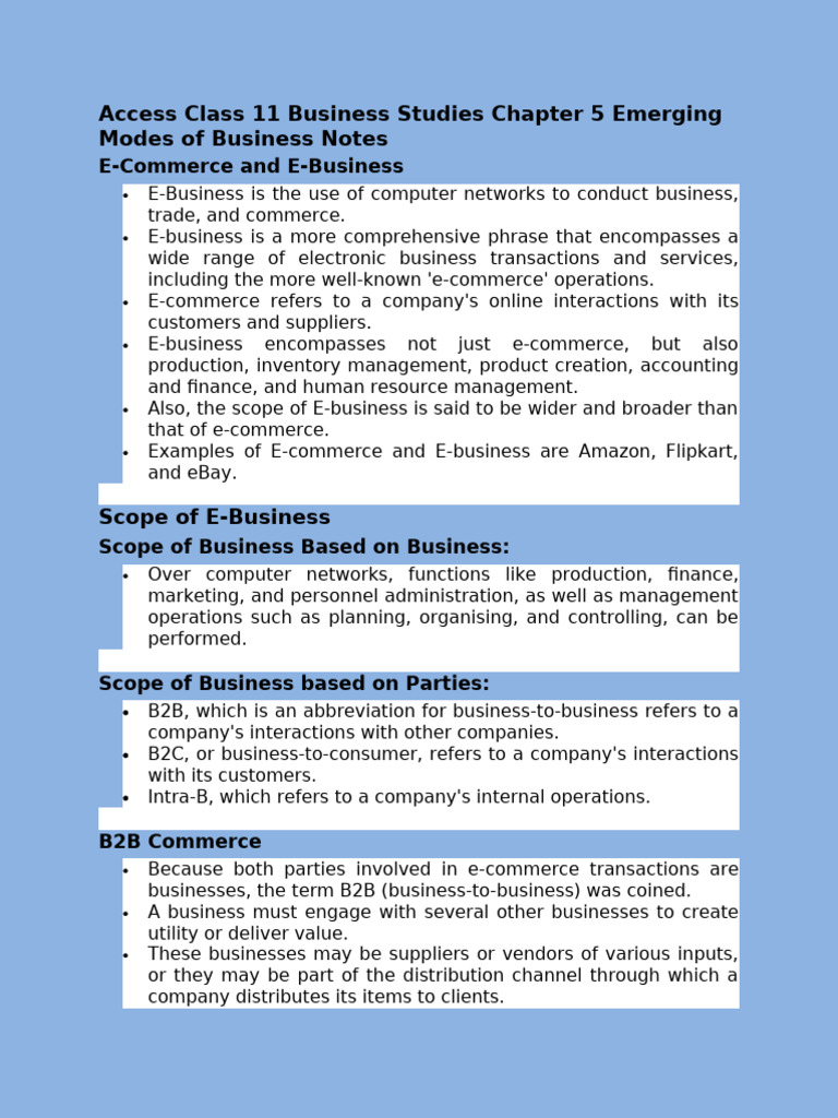 Class 11 BST Chapter 5: E-Business Notes | PDF | Credit Card ...