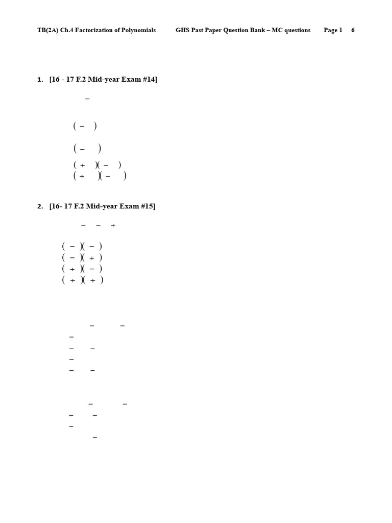 Factorization of Polynomials MC | PDF | Factorization | Chess Theory