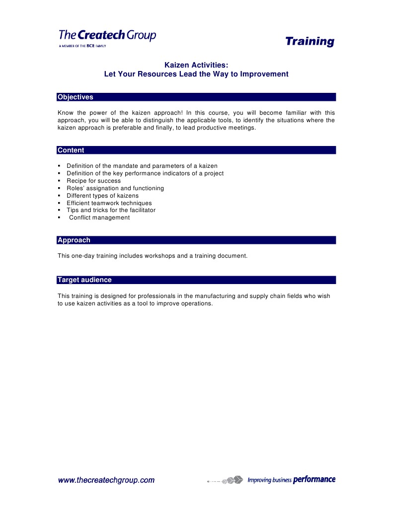 Kaizen Training for Operational Improvement | PDF