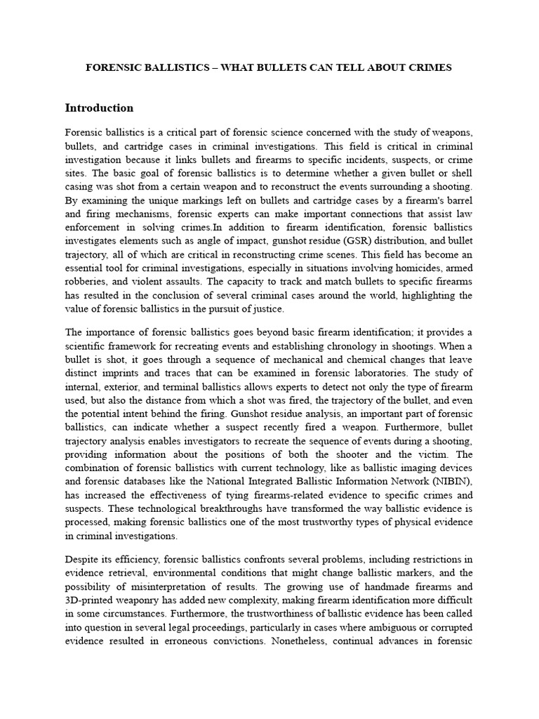 Forensic Ballistics in Crime Investigation | PDF | Forensic Science ...