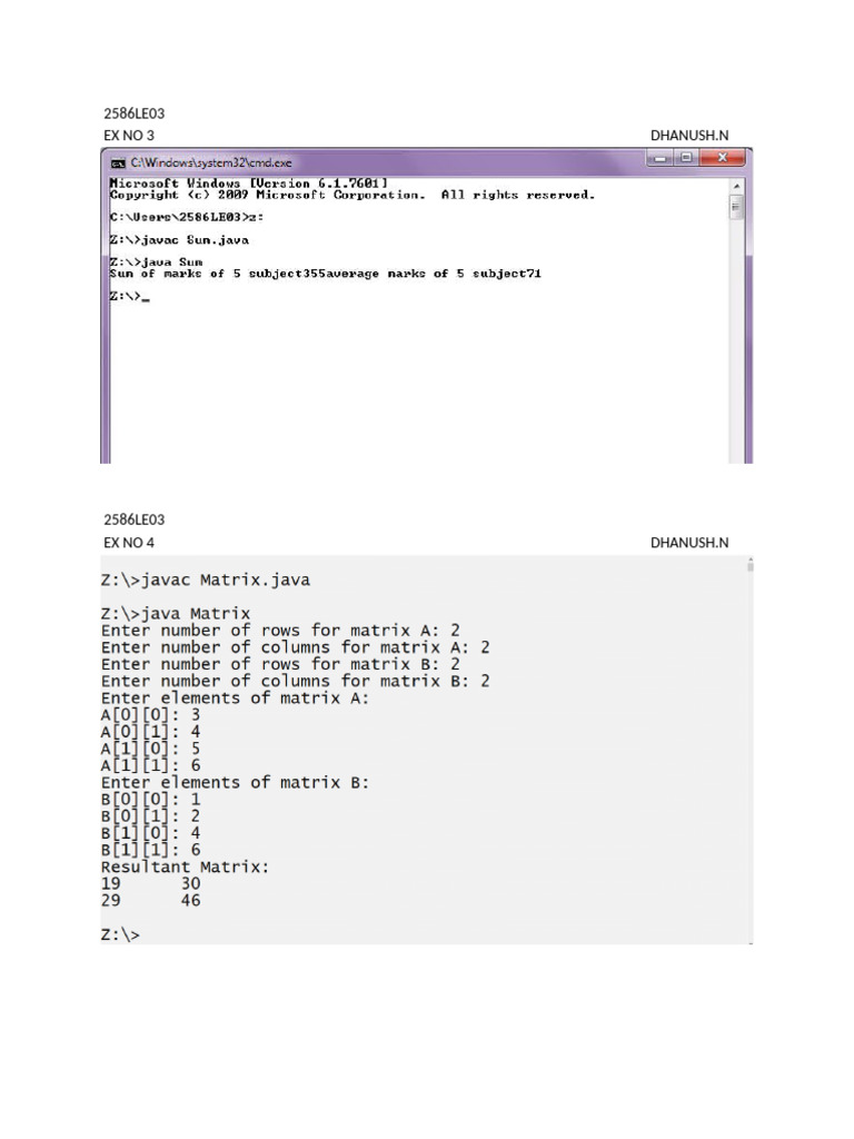 2586LE03 Exno3 Dhanush.N | PDF