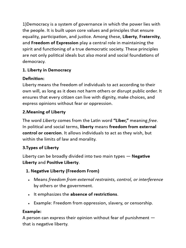 Understanding Liberty in Democracy | PDF | Freedom Of Speech | Liberty
