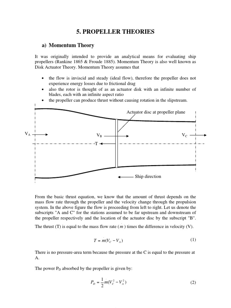 Ship Hydrodynamics Lecture Notes Part 5 Propeller Theories | PDF