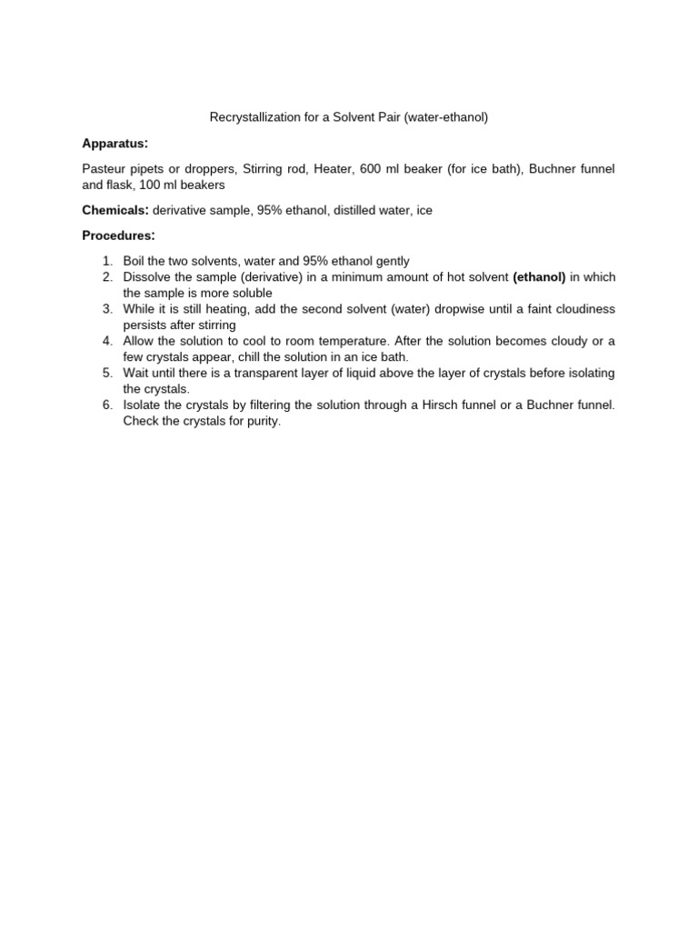 Recrystallization Using Mixed Solvents | PDF