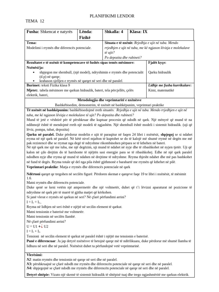 Tema 12. Modelimi I Rrymes Dhe Tensionit | PDF