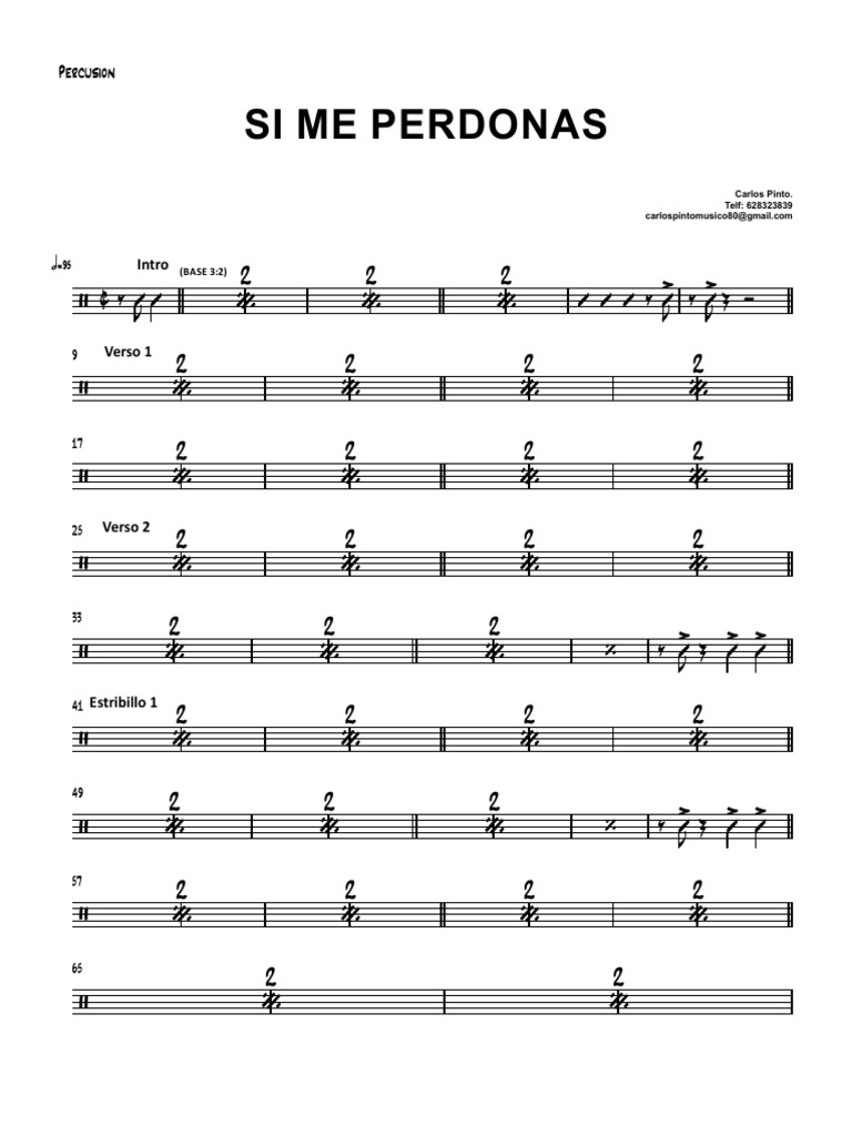 Si Me Perdonas Score Primario - Percusion | PDF