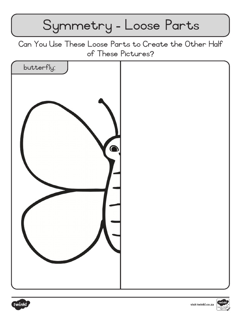 Grade R Symmetry Loose Parts Activity BW | PDF