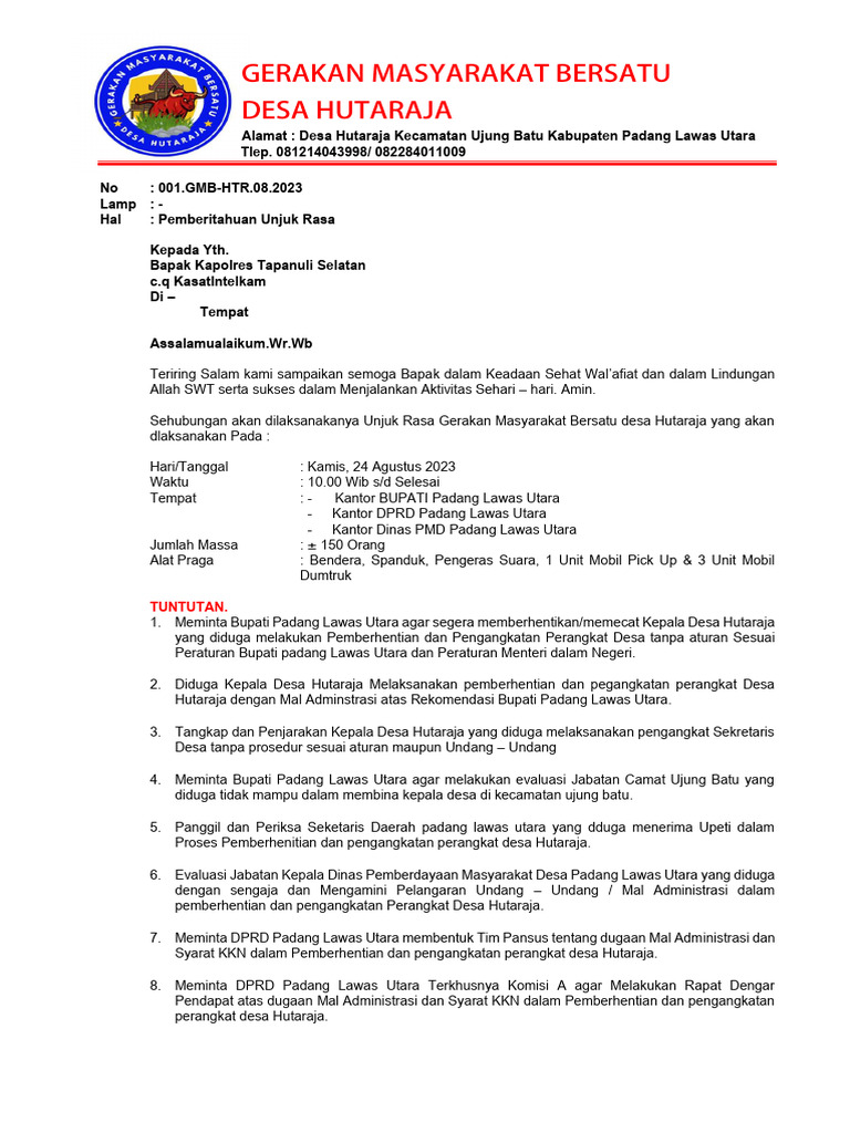 Contoh Surat Aksi | PDF