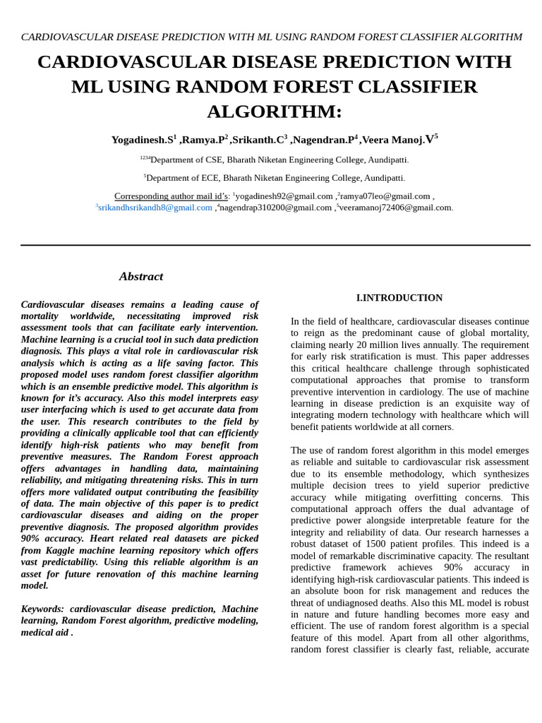 Cardiovascular Paper Final 2 | PDF | Machine Learning | Coronary Artery ...