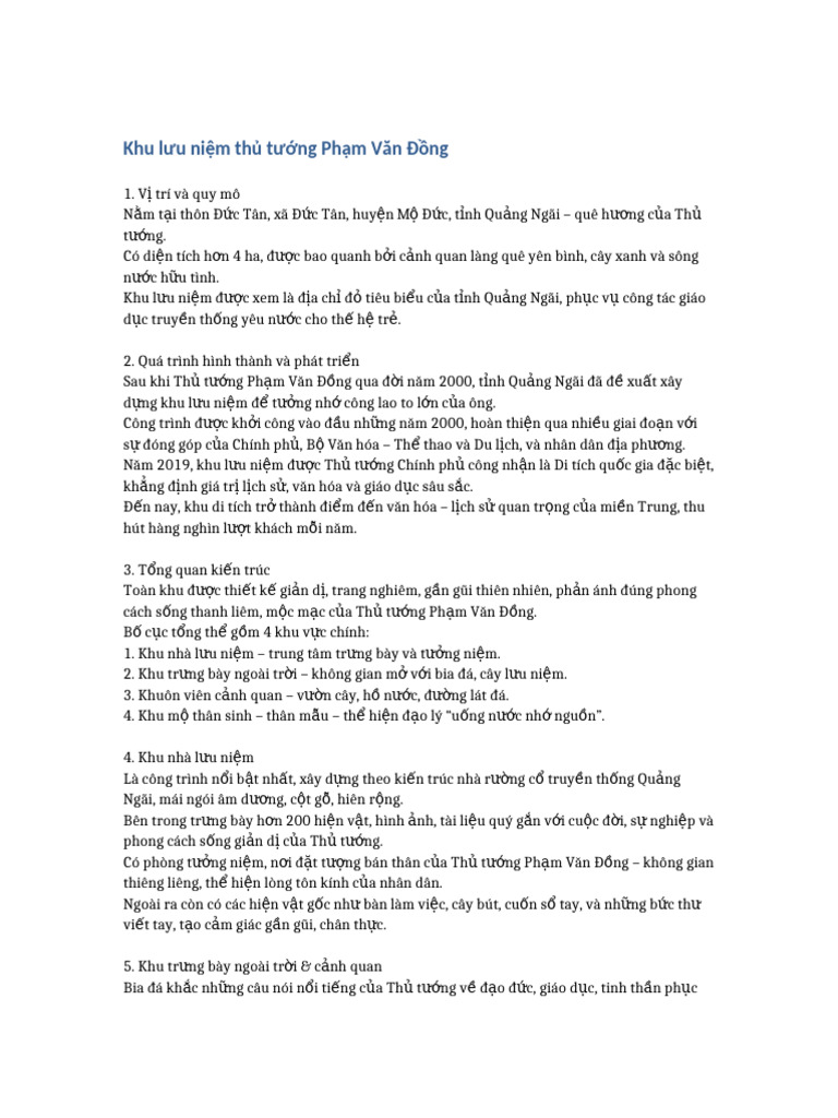 Khu Luu Niem Pham Van Dong | PDF