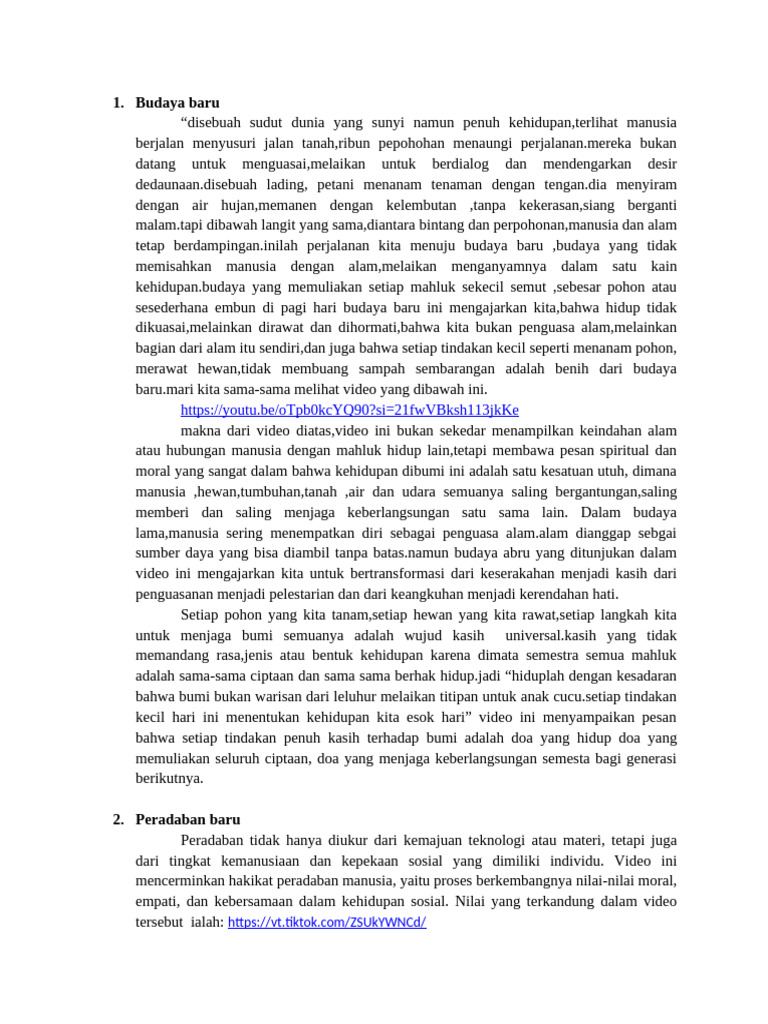 Budaya Baru & Peradaban Baru | PDF