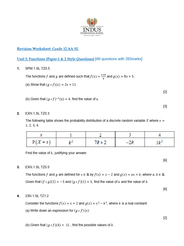Grade 12 Functions Revision Worksheet | PDF | Asymptote | Mathematics