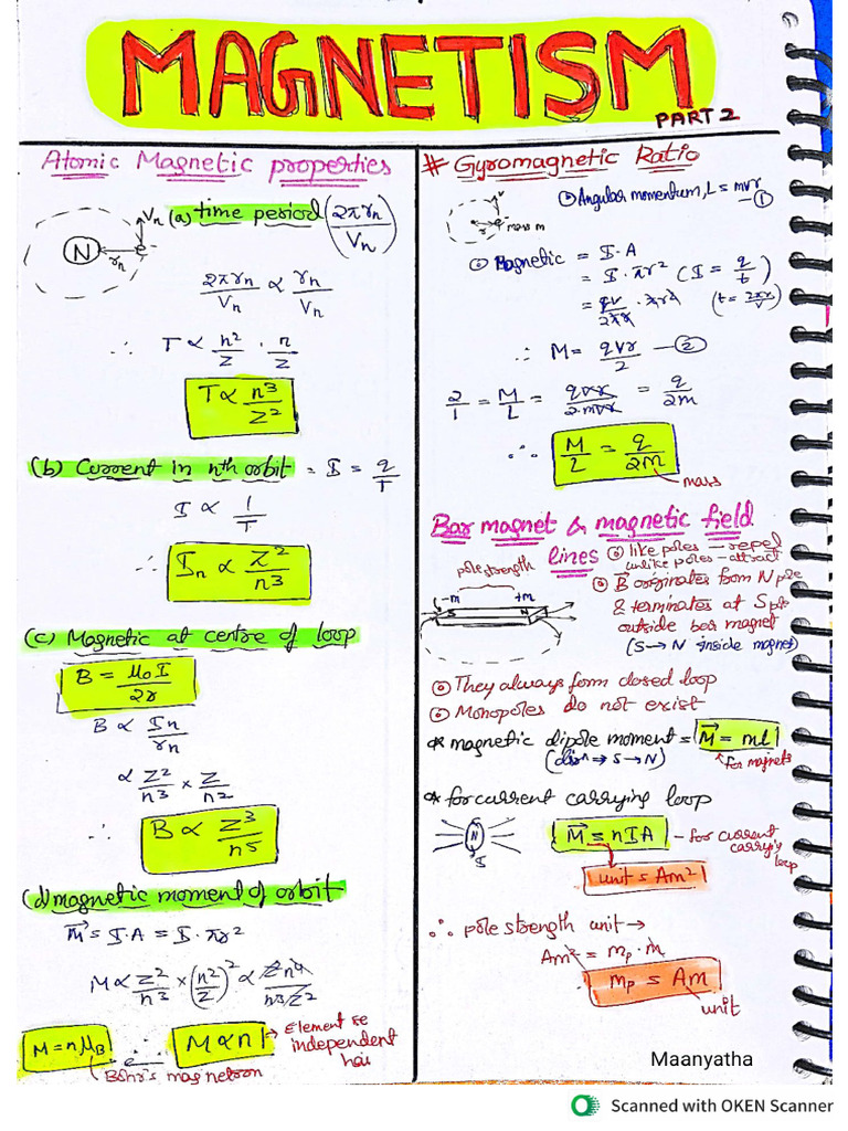Magnetism Part 2 - Short Notes | PDF