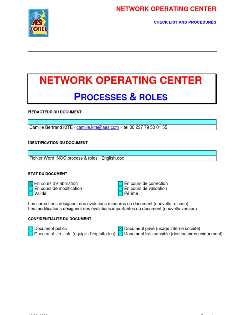Network Operations Center Roles and Escalation Procedures | PDF ...