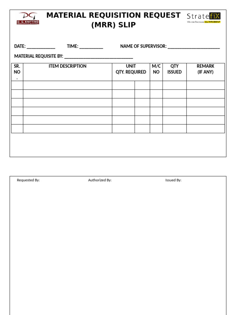Material Requisition Request | PDF