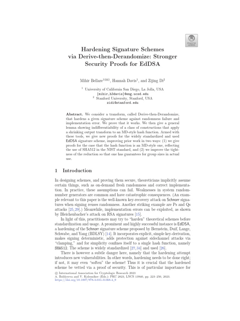 Hardening EdDSA Signature Security | PDF | Applied Mathematics ...