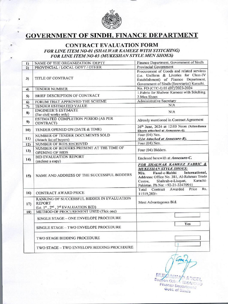 1459647-Scanned Copy of Contract Evaluation Form (Ms Fazal e Rabbi International) - Compressed | PDF