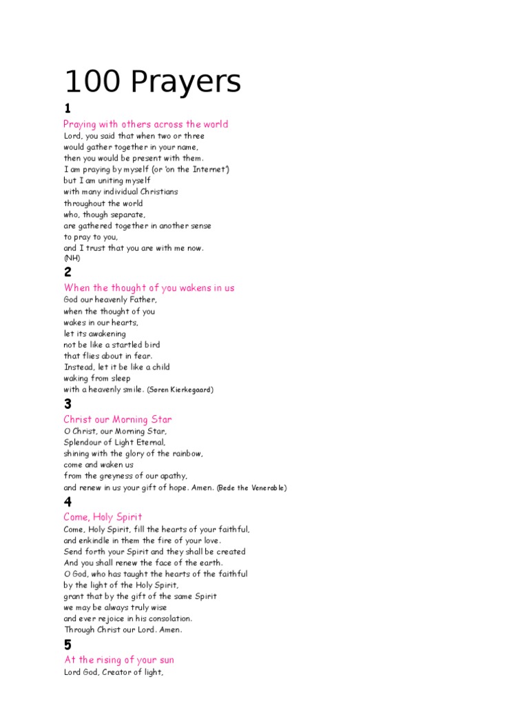 100 Prayers Pdf Prayer Religious Belief And Doctrine