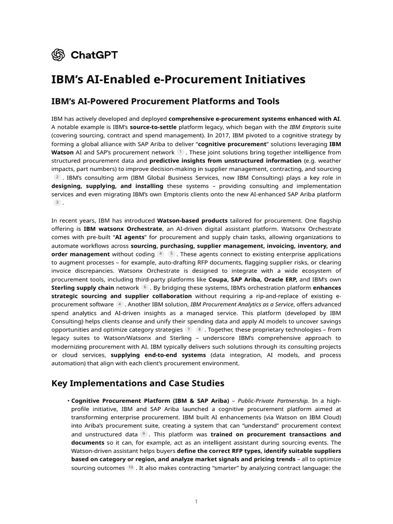 IBM’s AI-Enabled E-Procurement Initiatives | PDF | Artificial ...